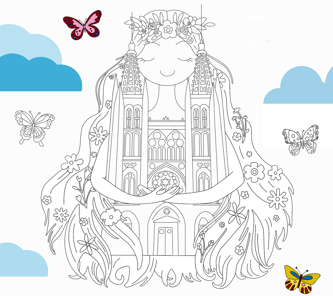 Láminas para colorear de la Catedral de Burgos - Dibujalia