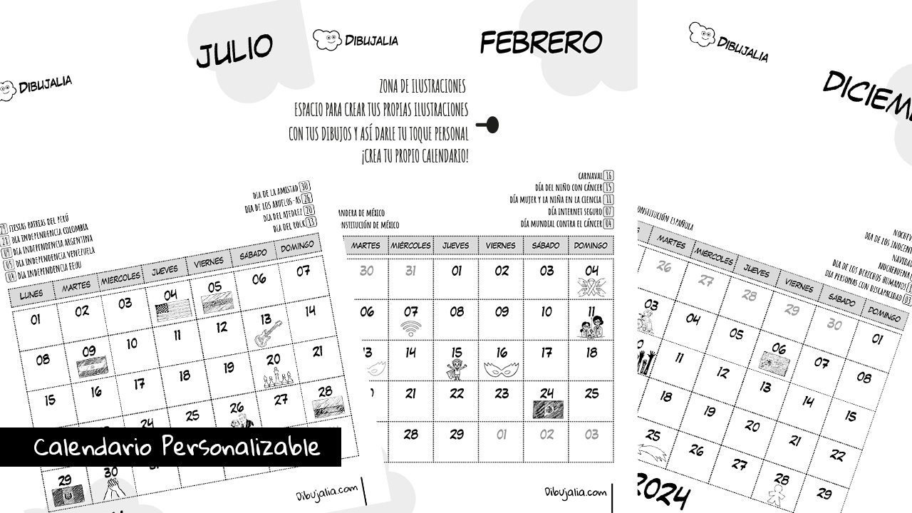 Calendario 2024 de Eventos Educativos (Español-Inglés) - Dibujalia