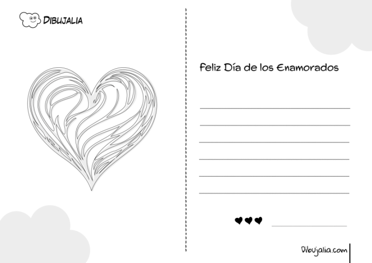 Postal para el Día de los Enamorados - Dibujalia